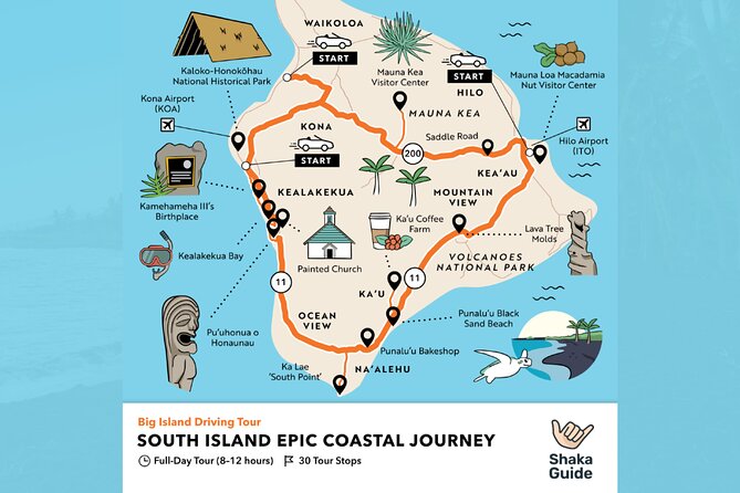 Big Island - South Island Coastal Loop Driving Tour - Key Points