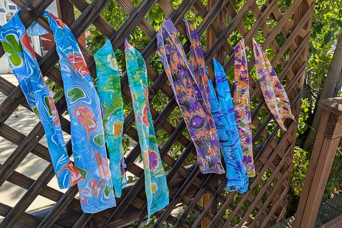 Marbled Silk Scarf, Trucker Hat, Sketchbook or 4 Pieces of Paper - The Setting and Group Size