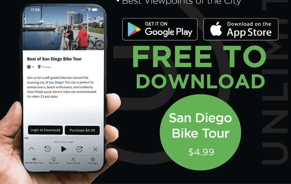 San Diego: Self-guided Bike Tour App - Audio + Written - FAQ