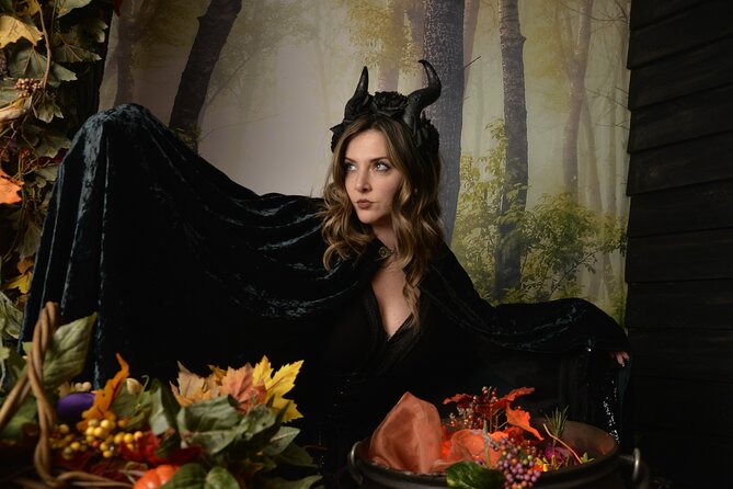 Witch Costume Photo Shoot - Olde Salem Village theatrical set - The Sum Up